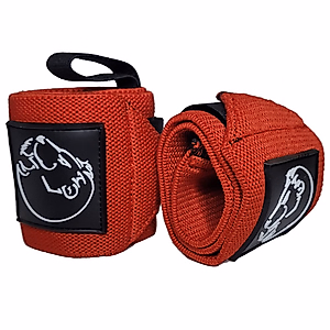 Basic Muscle Gains Premium Wrist Wraps (Heavy Duty) for Weightlifting, BMG Premium 18” Wrist Wraps (pair) with Thumb Loop, Sturdy and Comfortable (18", Red)