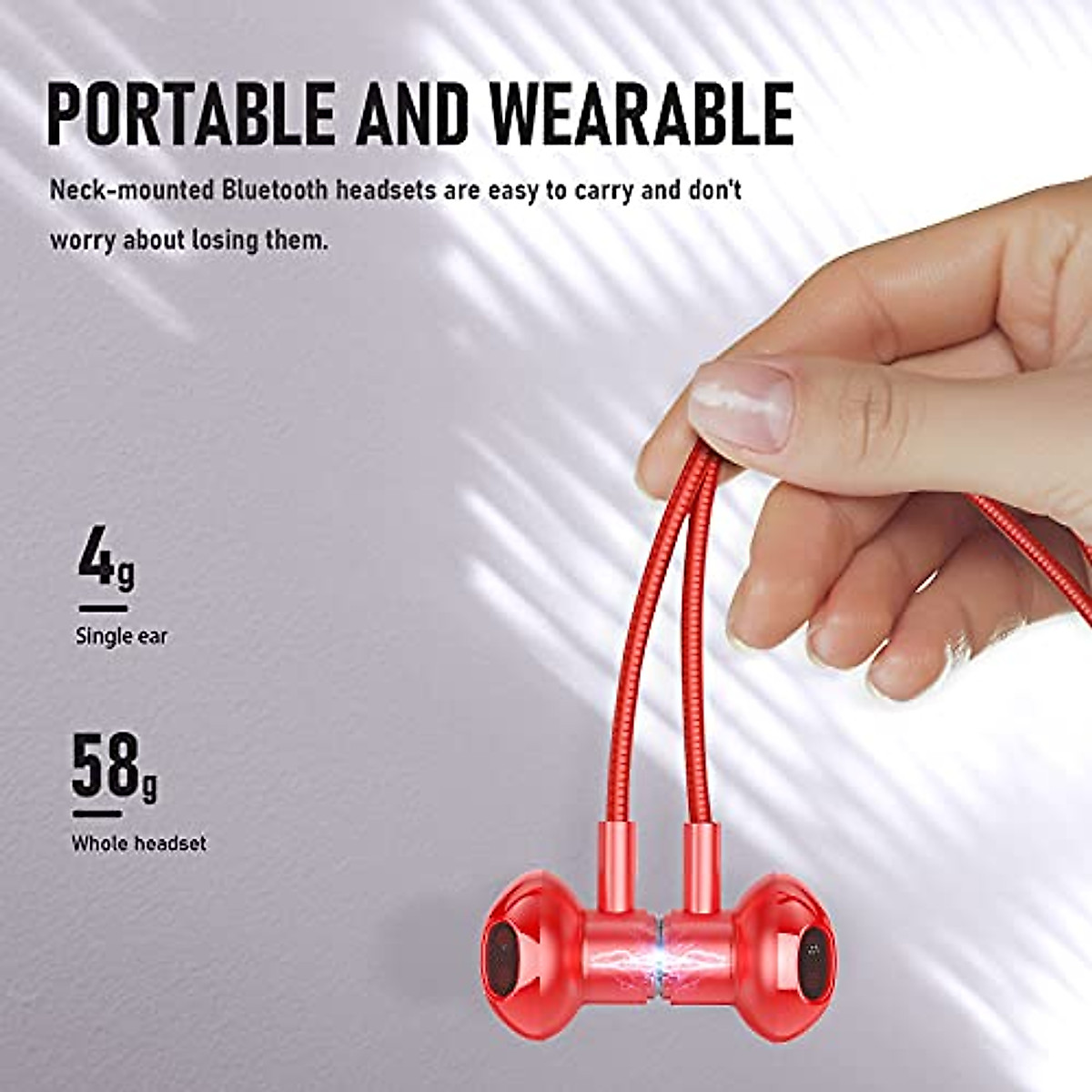 FIGMASU Wireless Bluetooth Headphones Neckband 100H Playtime, IPX5 Waterproof Wireless Earbuds in Ear, Noise Isolating Lightweight for Running, Workout, Gym Headset with Mic