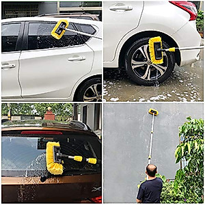 Buyplus 5-12 Foot (20 ft Reach) Car Wash Brush with 12-Inch Soft Bristle, On/Off Switch Telescopic Car Truck Boat Washing Brush with Hose Attachment for Cleaning RVs, House Siding, Floors and More!