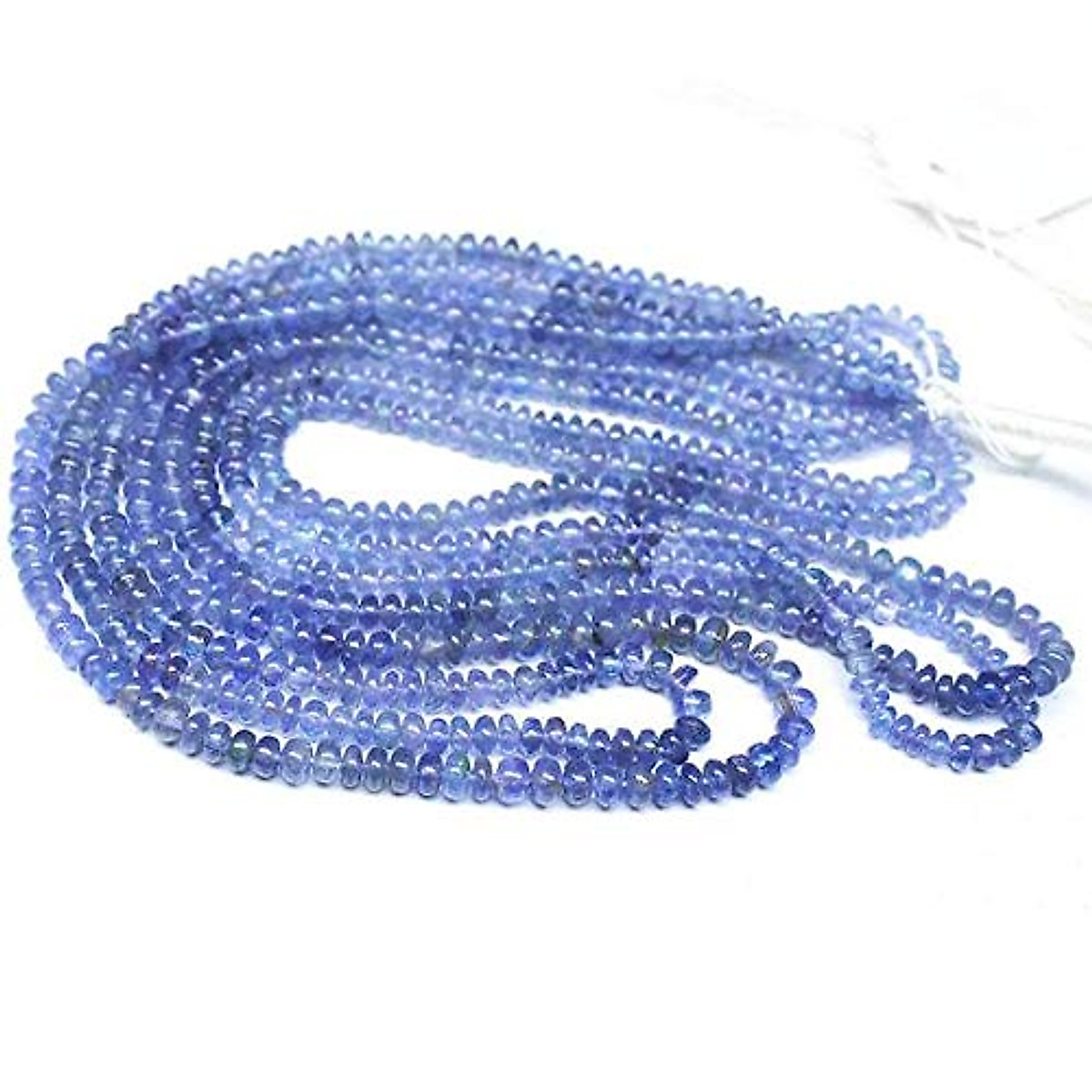 GemAbyss Beads Gemstone Natural Tanzanite Smooth Rondelle Micro Gemstone Craft Loose Spacer Beads Strand 16 Inch Long 4mm 4.5mm Code-MVG-25836