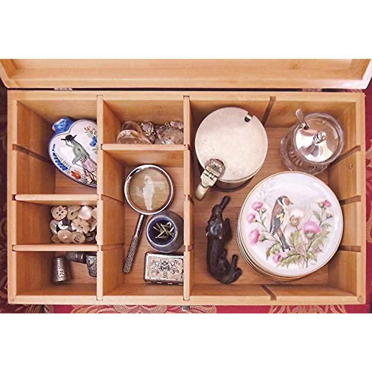 cookbook people Multikeep Adjustable Tea Box 128 Tea Bag Storage Organizer Bamboo Latching Lid (Blank Lid)