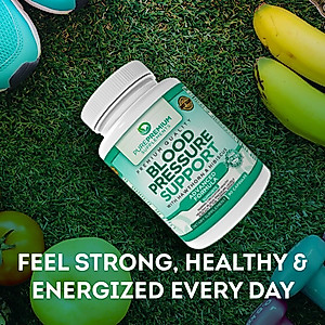 PurePremium Blood Pressure Supplements with Hawthorn Berry, Hibiscus - Nitric Oxide for Normal Blood Pressure Support with Vitamin B12 - Garlic Supplements for Normal Nitric Oxide Supplement - 90 Caps