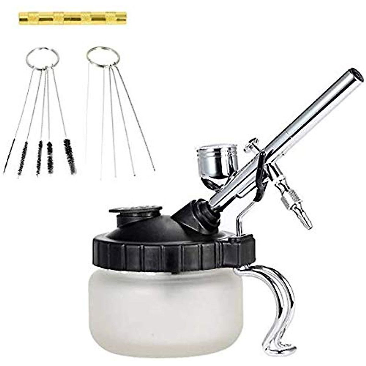 4 Set Airbrush Cleaning Kit Airbrush Cleaning Pot with Air Filter Mat and Holder,Nozzle Cleaning Needle,5pcs Brushes Set,5pcs Dredging Needles Kit