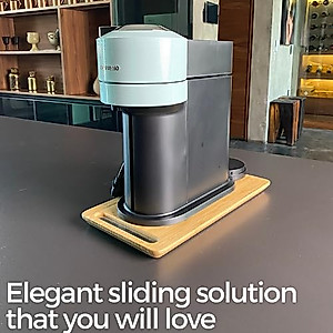 Ibyx Elegant Sliding Tray for Your Coffee Maker & Heavy Kitchen Appliances - Sturdy, Slides Easily from Under The Cabinet (Brown, 7.5”W x 14.5”D)