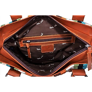 Southwestern Handwoven Wool Leather Boho Tote Western Handbag (Aspen)