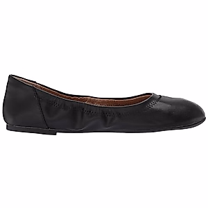 Amazon Essentials Women's Belice Ballet Flat, Black Faux Leather, 10.5 Wide