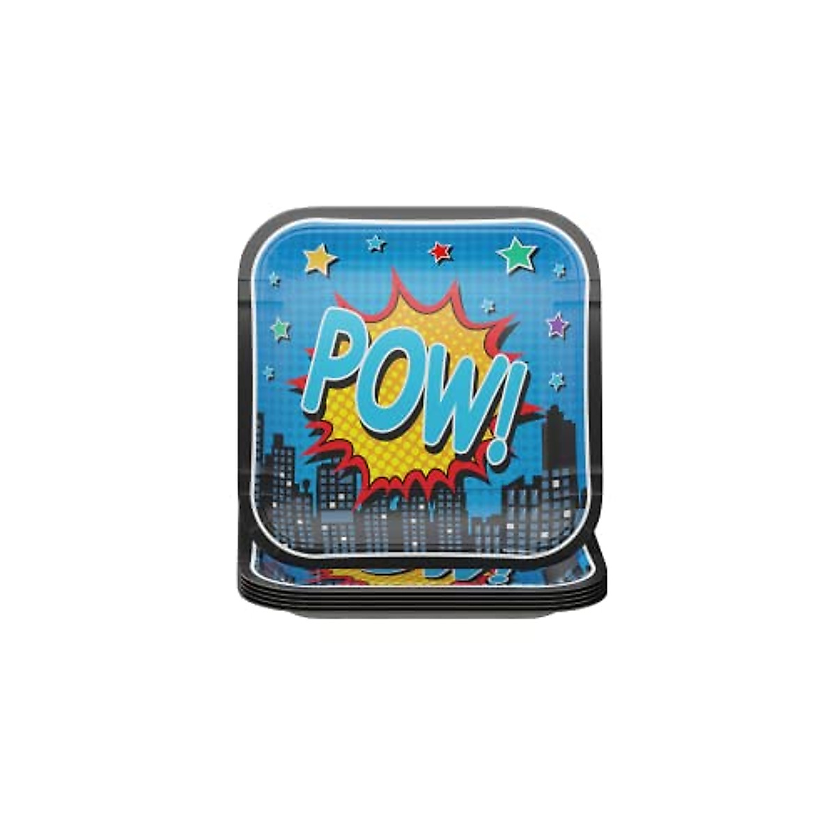 Superhero Party Supplies Packs (100 Pieces for 16 Guests) - Superhero Party Decorations, Super Hero Birthday Party for Boys, Plates and Napkins Superhero Party Supplies, Blue Orchards