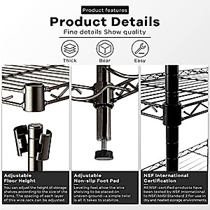 HCY Garage Shelving, 54x36x14 inch Metal Shelves 4 Tier Wire Shelving Unit Adjustable Heavy Duty Sturdy Steel Shelving Rack Shelf for Pantry Garage Kitchen (Black)