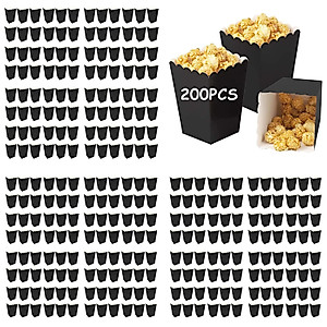 RHBLME 200 Pcs Black Popcorn Boxes for Party, Mini Popcorn Boxes Bulk, Collapsible Small Popcorn Boxes, Portable Paper Popcorn Boxes for Movie Theater, Birthday Parties, Halloween, Christmas