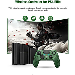 COWBOX 【2021 Upgraded Version】 PS4 Controller with 3 Programmable Back Buttons and 1 Sensitivity-Control Back Button, Game Controller Remote with Turbo/Gyro/HD Dual Vibration/Touch Panel/LED