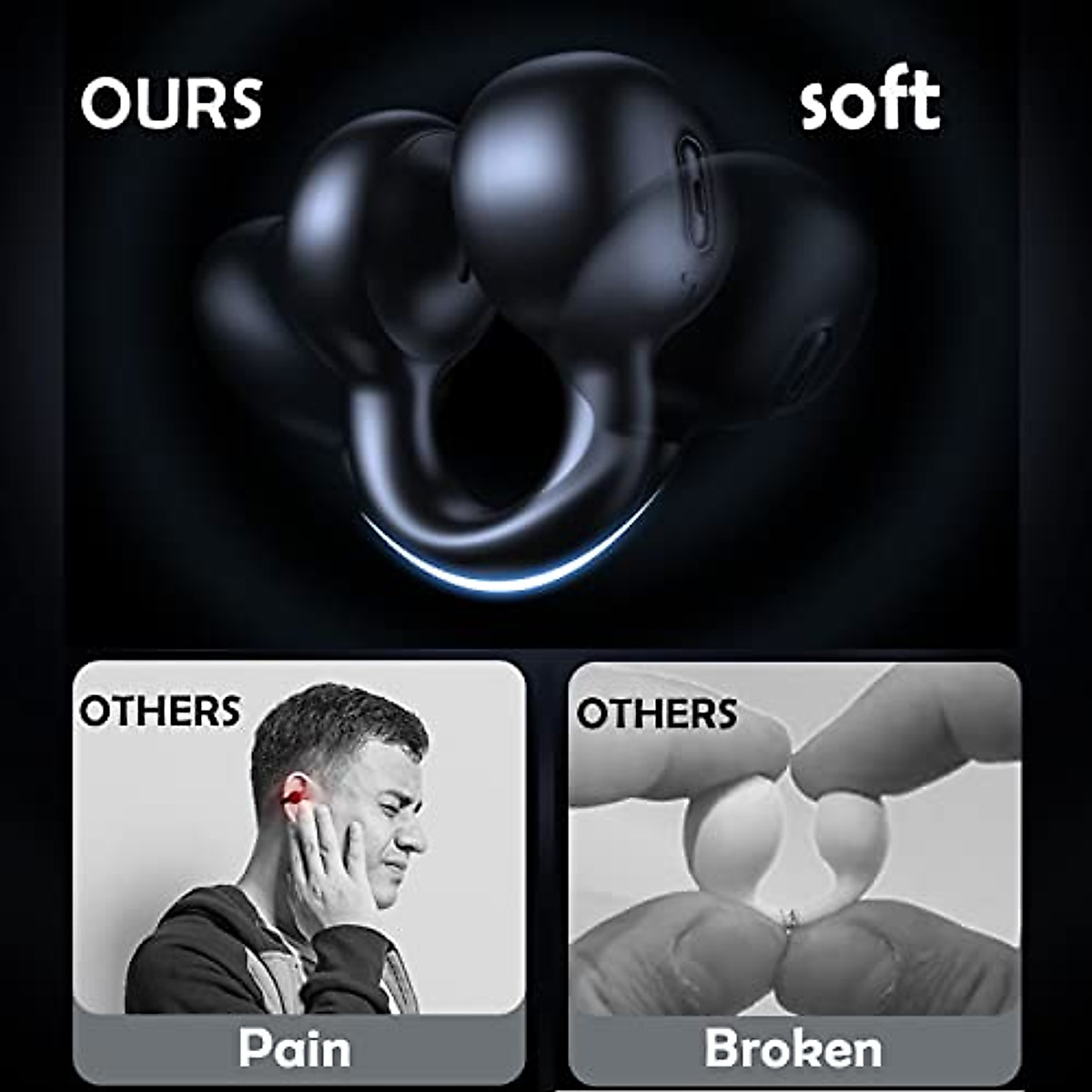 Open Ear Clip Bone Conduction Headphones Wireless Bluetooth Clip On Headset Open Ear Earbuds Head Phones Bone Conduction Earbuds Head Set Bone Conducting Headphones Induction Earphones