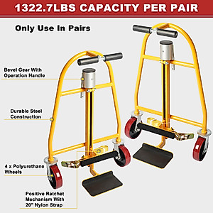 Legines Manual Furniture Mover Tool Set (Set of 2),Heavy Duty Moving Dolly, 1300 lbs Capacity, 12" Lift Height.Machinery Mover Pake Handling Tools.