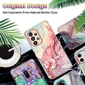 Btscase for Samsung Galaxy A53 5G Case, Marble Pattern 3 in 1 Heavy Duty Shockproof Full Body Rugged Hard PC+Soft Silicone Drop Protective Women Girl Cover for Samsung Galaxy A53 5G,Rose Gold