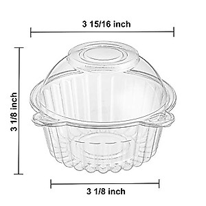 Bekith 150 Pack Individual Cupcake Holder, Thick Clear Plastic Dome Single Cupcake Carrier Muffin Container Holders Cases Boxes Cups for Sandwich, Hamburgers, Fruit, Salad, Party Favor Cake