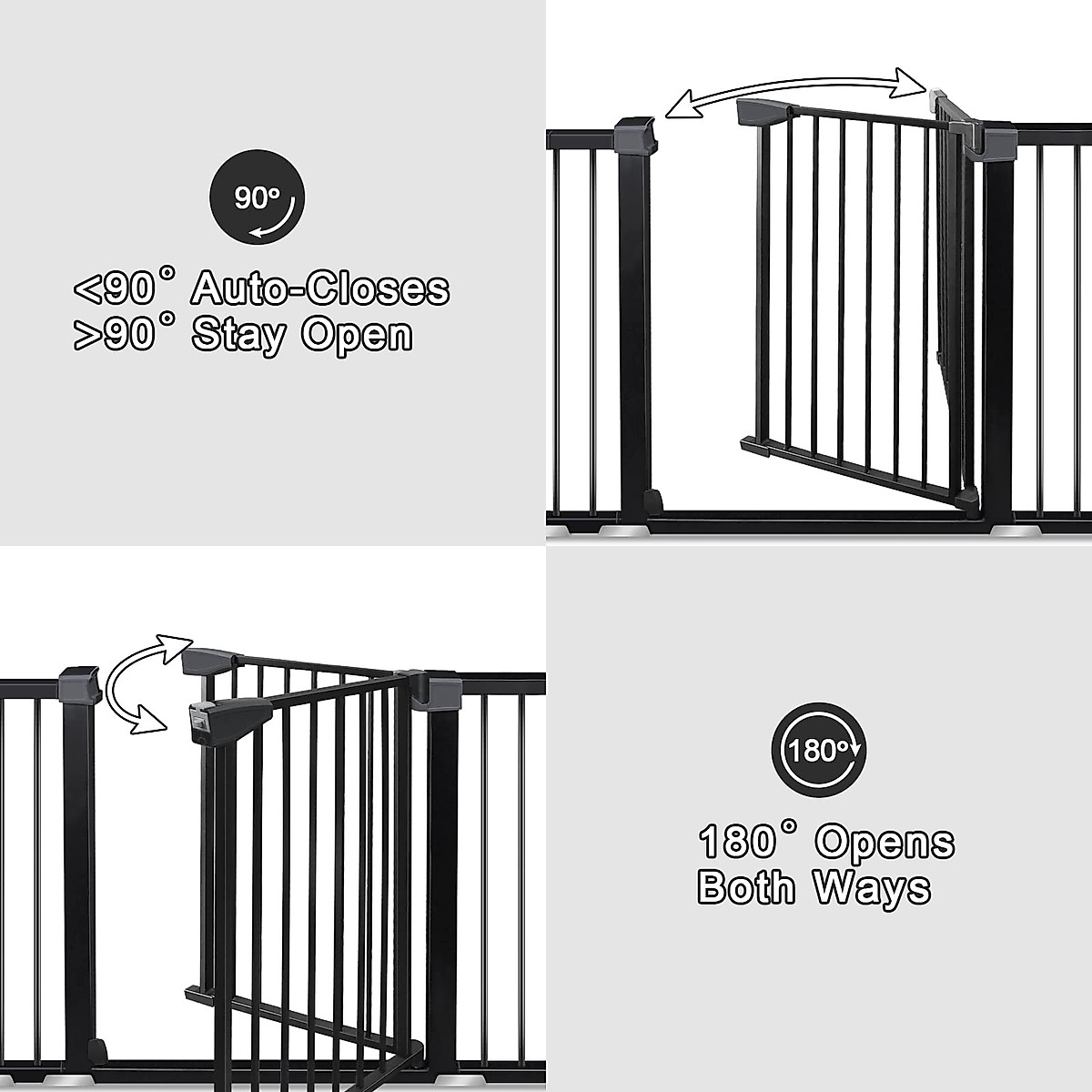 SYCYH Baby Gate for Stairs and Doorways 29.93" to 51.5" Extra Wide Safety Baby Gate with Door, Auto-Close Safety Pet Dog Gates for The House