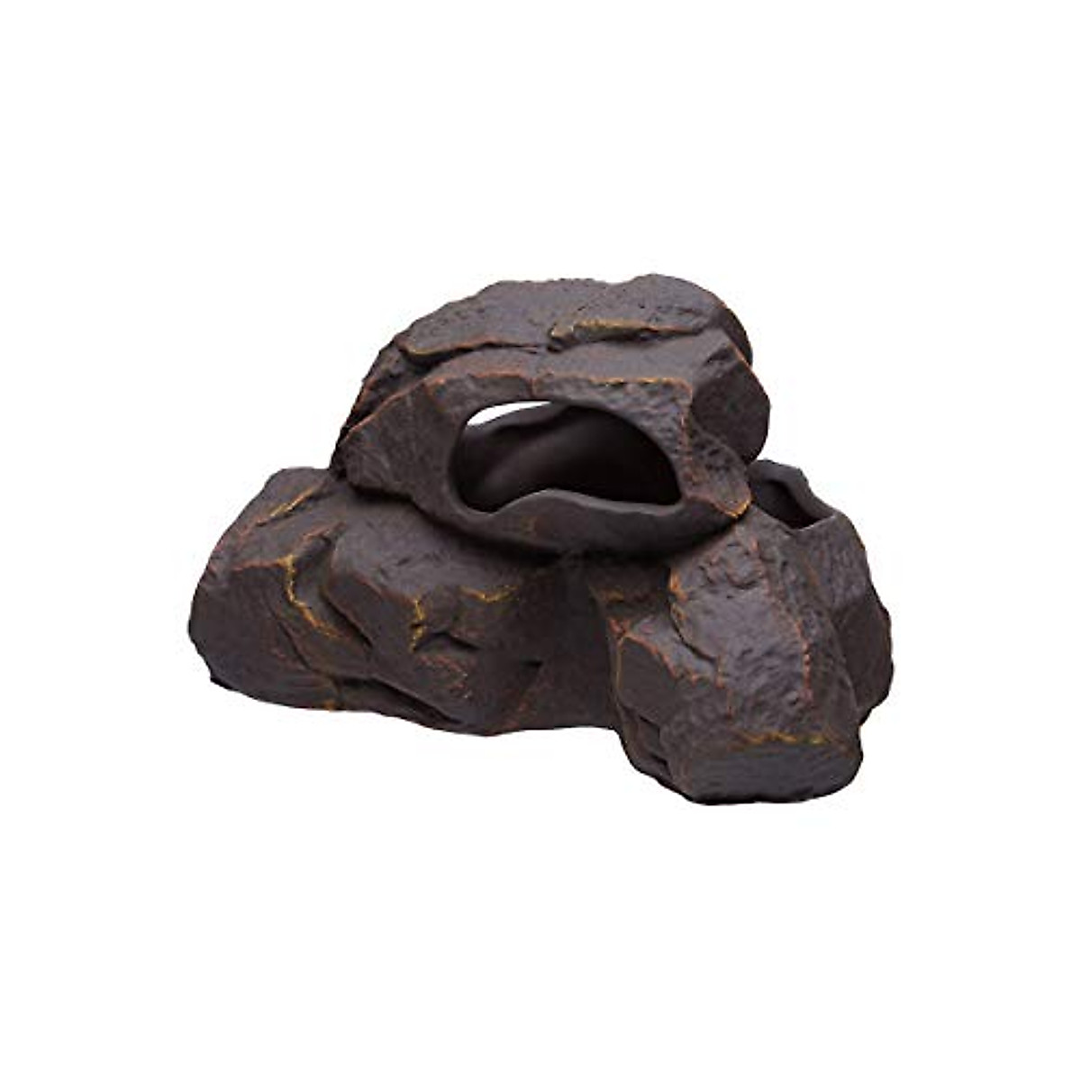 Plecoceramics Ceramic Magma Rock Stone Decoration - Aquarium Fish Tank Hideway Decor - for Cichlids Plecos Bettas