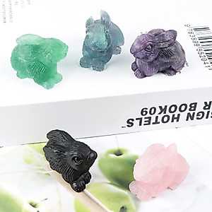 Artistone Green Fluorite Crystal Rabbit Figurine 2 Inch Carved Gemstone Bunny Ornament Animal Carving Statue Sculpture Healing Crystals Stones for Home Garden Christmas Decorations