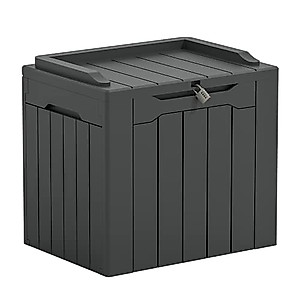 Greesum 31 Gallon Resin Deck Box Large Outdoor Storage for Patio Furniture, Garden Tools, Pool Supplies, Weatherproof and UV Resistant, Lockable, Dark Grey