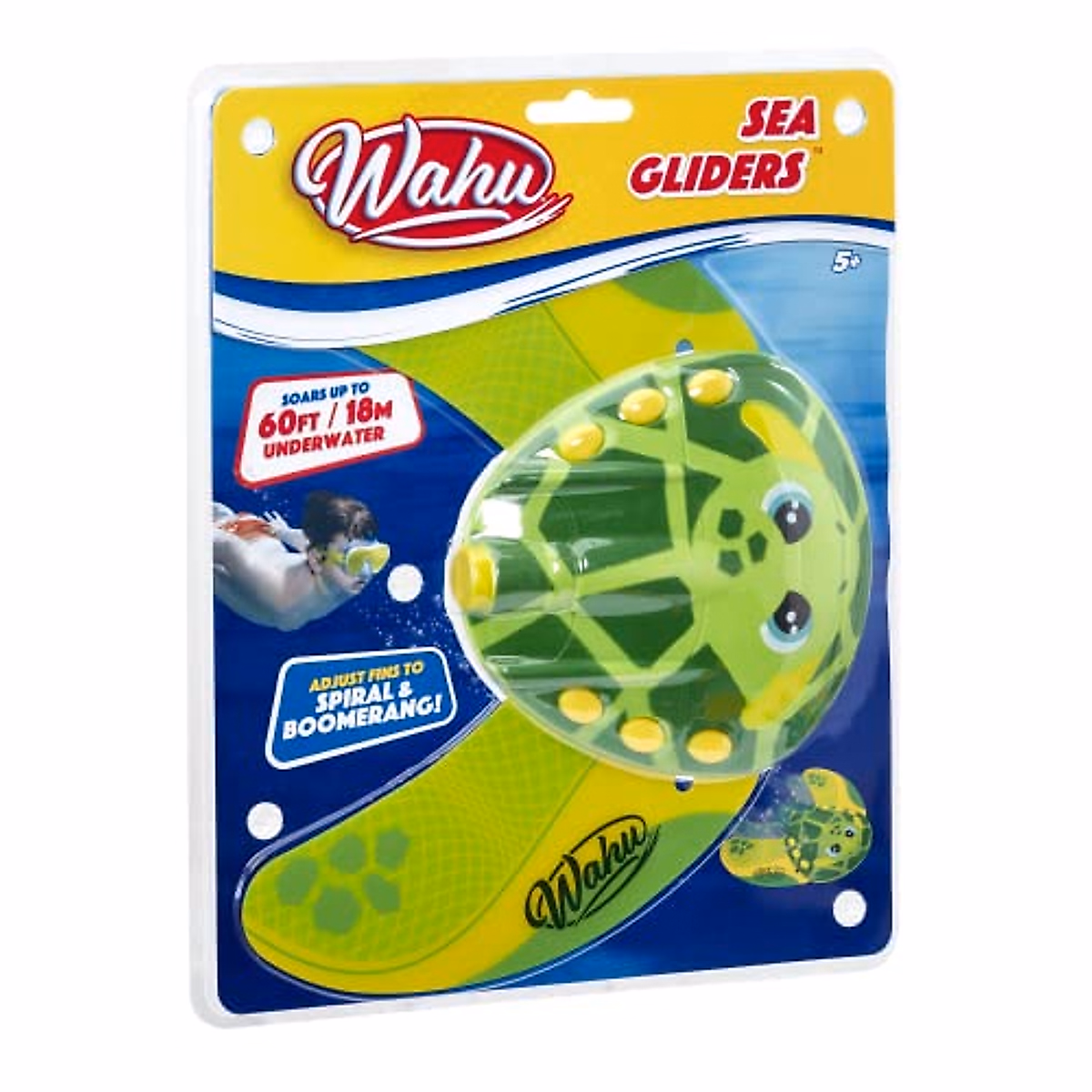 WAHU Sea Gliders Turtle - Underwater Pool Toy Glides Up to 60 Feet - Self-Propelled Jet with Adjustable Fins to Spiral and Boomerang