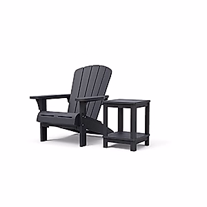 Keter Adirondack Deluxe Patio Side Table with Two Tiers and Easy Assembly - Perfect for Outdoor Fire Pit Seating, Graphite