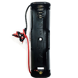 TrendBox Pack of 10pcs 1x18650 3.7V Black Plastic Battery Storage Case Holder Clip Type with 6" Two Wire Spring Lead Flat Tip Single Li-ion Battery DIY