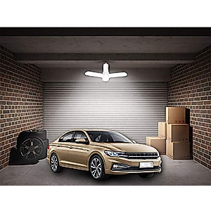 QUANXI 2 Packs LED Garage Lights 30W, 3000 Lumens, Ceiling Lights for Garage,E26 Tribright LED Ceiling Light, 3 Adjustable Panels Garage Light Bulb for Garage, Warehouse, Workshop, Basement