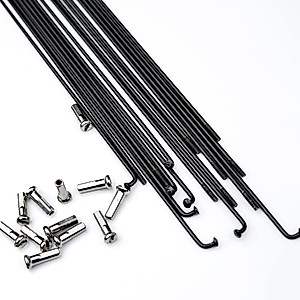 BaveL Steel Spokes Mountain Bike Spokes MTB 199mm-209mm w/Nipples 36PCS (black, 203)