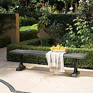 Christopher Knight Home Chalmette Outdoor Concrete and Steel Dining Bench, Brown