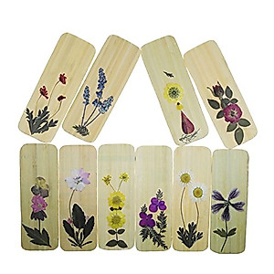 10 Pcs Handmade Bamboo Dried Flowers Chinese Style Bookmarks for Kids School Study Decoration Souvenirs Business Christmas Birthday Gift