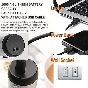 Electric Milk Frother Handheld Stainless Steel Rechargeable 14000 rpm - Perfect Kitchen Gift Hand Frother for Coffee Latte, Cappuccino, Matcha, Hot Chocolate