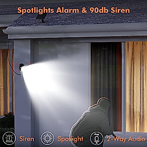 Dzees 【Upgrade Solar Camera Security Outdoor Wireless, Wireless Outdoor Security Cameras with Solar Panel, 1080P Color Night Vision, Spotlight/Alarm, AI Detection, 2-Way Talk, IP66 Waterproof