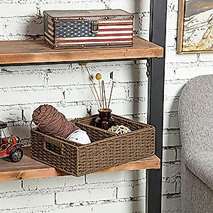 MyGift Brown Woven Small Storage Tray for Organizing, Multipurpose Nesting Basket Bin, Set of 3