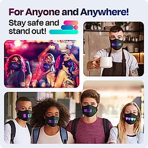 Digital Led Face Mask | Comfortable Lightweight App Controlled Led Mask | Display Message and Music Mode Light up Face Mask | Rechargeable and Wireless Light Up Masks for Adults