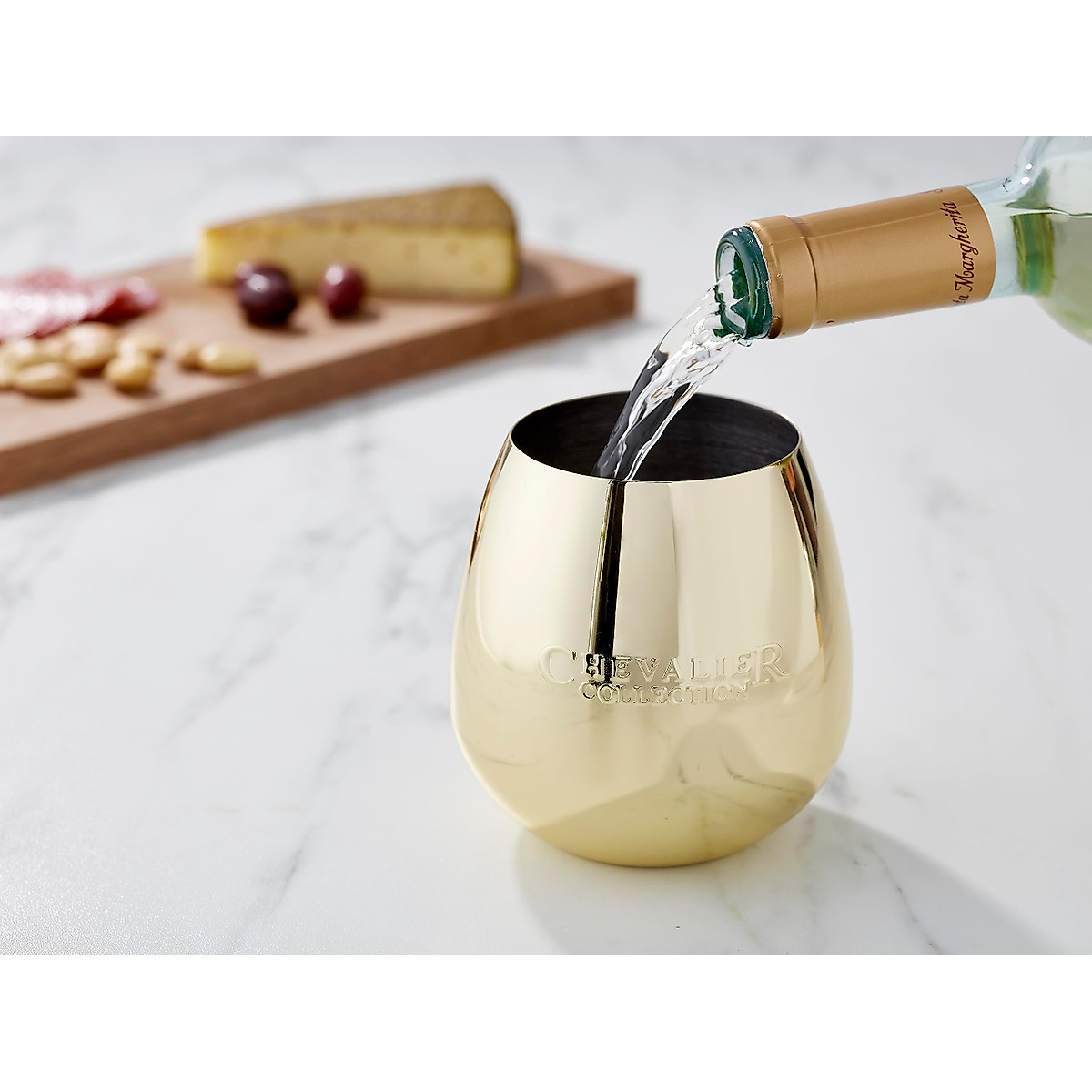 Stainless Steel Aerating Wine Glass by Chevalier Collection (Set of 2) - Patented Vessel With Removable Aerator for Decanting Wine And Spirits - Unique Gift for Wine Lovers