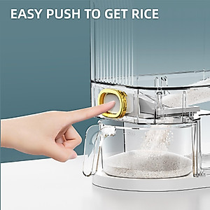 Rice Dispenser, 11Lbs-12Lbs Rice Container with Measuring Cup, Upgraded Lid Time Dials & Built-in Fresh Box Rice Container Storage for Home Kitchen Pantry Stores Rice - White Capacity 11Lbs-12Lbs