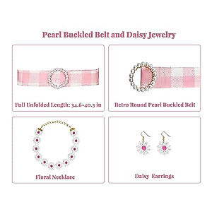 Hitormoon Girls Pink Costume Dress Movie Cosplay Princess Dress Up Kids Outfits with Pearl Belt and Daisy Accessories Birthday Party HN007L