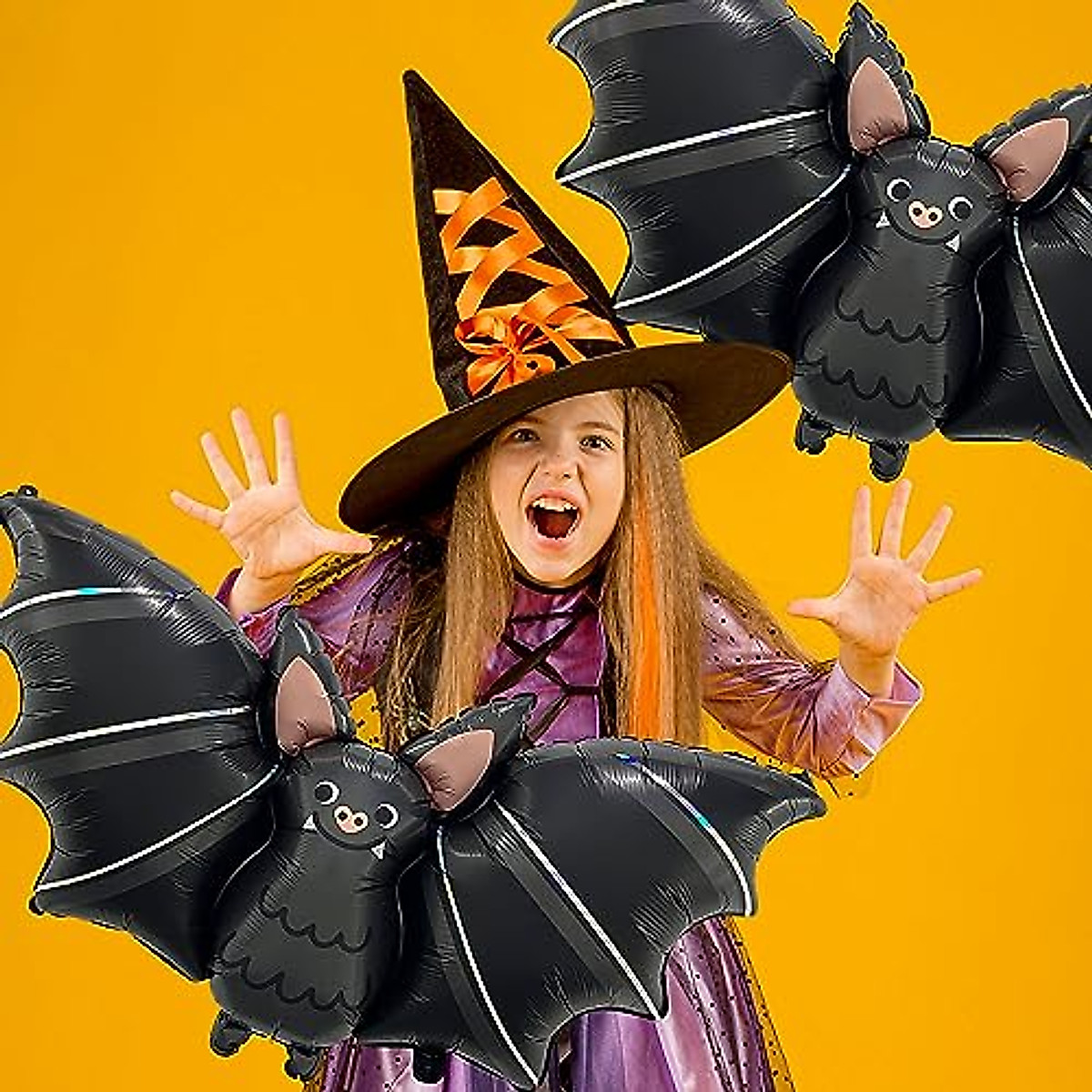 HOUSE OF PARTY 40 Inch Large Halloween Bat Balloons, Bat Foil Balloons for Halloween Party Decorations, Bat Mylar Balloons, Halloween Party Balloons for Bat Themed Halloween Party Decorations