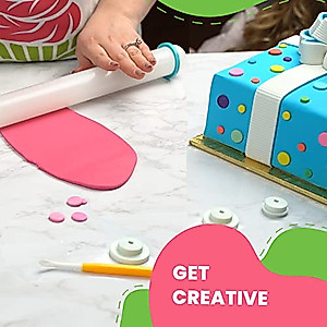 Long Rolling Pin with Thickness Rings -20” Dough roller, Fondant roller with 5 sets of Adjustable Rolling Pin Guides for Cookie Rolling Pins - Nonstick Fondant Rolling Pin by CraftIt Edibles