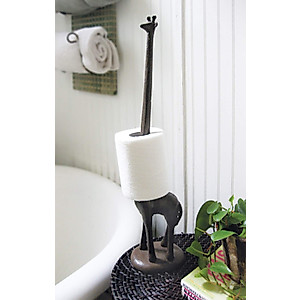 Kalalou CXX2053 Standing Cast Iron Giraffe Decorative Paper Towel Holder Stand, One Size, Brown