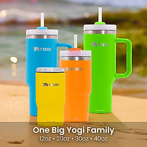 YOGI Ceramic Lined Tumbler with Handle and Straw Lid, Stainless Steel Travel Mug & Water Tumbler, Vacuum Sealed Cup with Handle - 40oz Arctic White