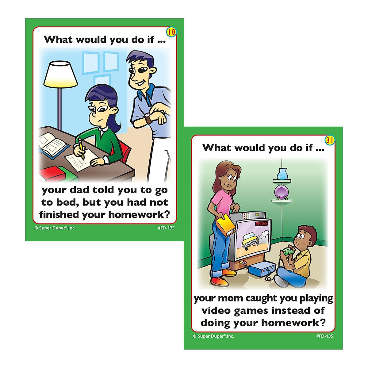 Super Duper Publications | What Would You Do at Home If… Fun Deck | Social Skills Flash Cards | Educational Learning Materials for Children