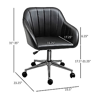 Vinsetto Mid Back Home Office Chair Computer Desk Chair with PU Leather, Adjustable Height, Swivel Wheels for Study, Bedroom, Black