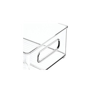 iDesign Plastic Pantry and Kitchen Storage Freezer and Fridge Organizer Bin with Easy Grip Handles, 14.5" x 8" x 4", Clear, 2 Count
