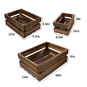 TNQNCFL Wooden Crate for Display and Storage，Rustic Decorative Wood Crate，Nesting Storage Box，Wood Basket，Handmade Natural Solid Wood Box，Farmhouse Container Boxes（Extra Large Set Of 3）