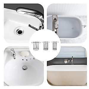 3pcs Bathtub Drain Cover, Hair Catcher Shower Drain Stainless Steel Deep Hair Catcher Hair Strainer Shower Drain Filter for Sink Strainer, Bathtub