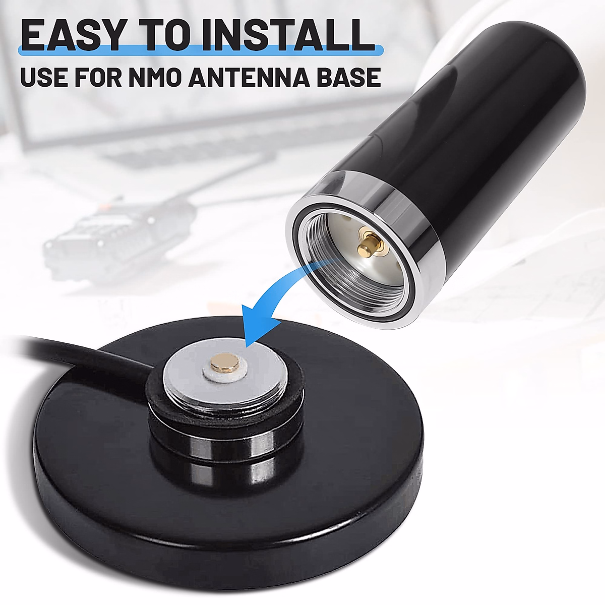 Anina 3DB Gain GMRS Antenna NMO Mount, Dual-Band UHF VHF 136-174MHz 400-470MHz, 3.5” Antenna NMO Connection for Midland Car Truck Ham Radio Amateur Mobile Radio Two Way Radio Marine Boat VHF Radio