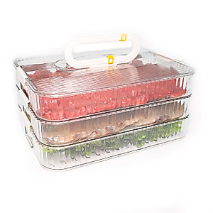 REDANT Deli Containers with Lids for Refrigerator Organizers and Storage - Airtight Deli Meat Container for Fridge - Plastic Meal Prep Containers Reusable for Lunch Meat, Ham and Bacon, 3 Layers