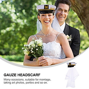 Abaodam Bride Captain Hat with Veil White Yacht Hat Wedding Bridal Party Hat Nautical Hair Accessories Cosplay Costume for Women Girls Bachelorette Party Decor