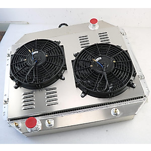 RadRace CC433 Aluminum Radiator For 1966-1979 Ford F100 F150 F250 F350 Bronco Truck V8 AT MT Radiador 3 Row Core Radiators Shroud Fan Relay