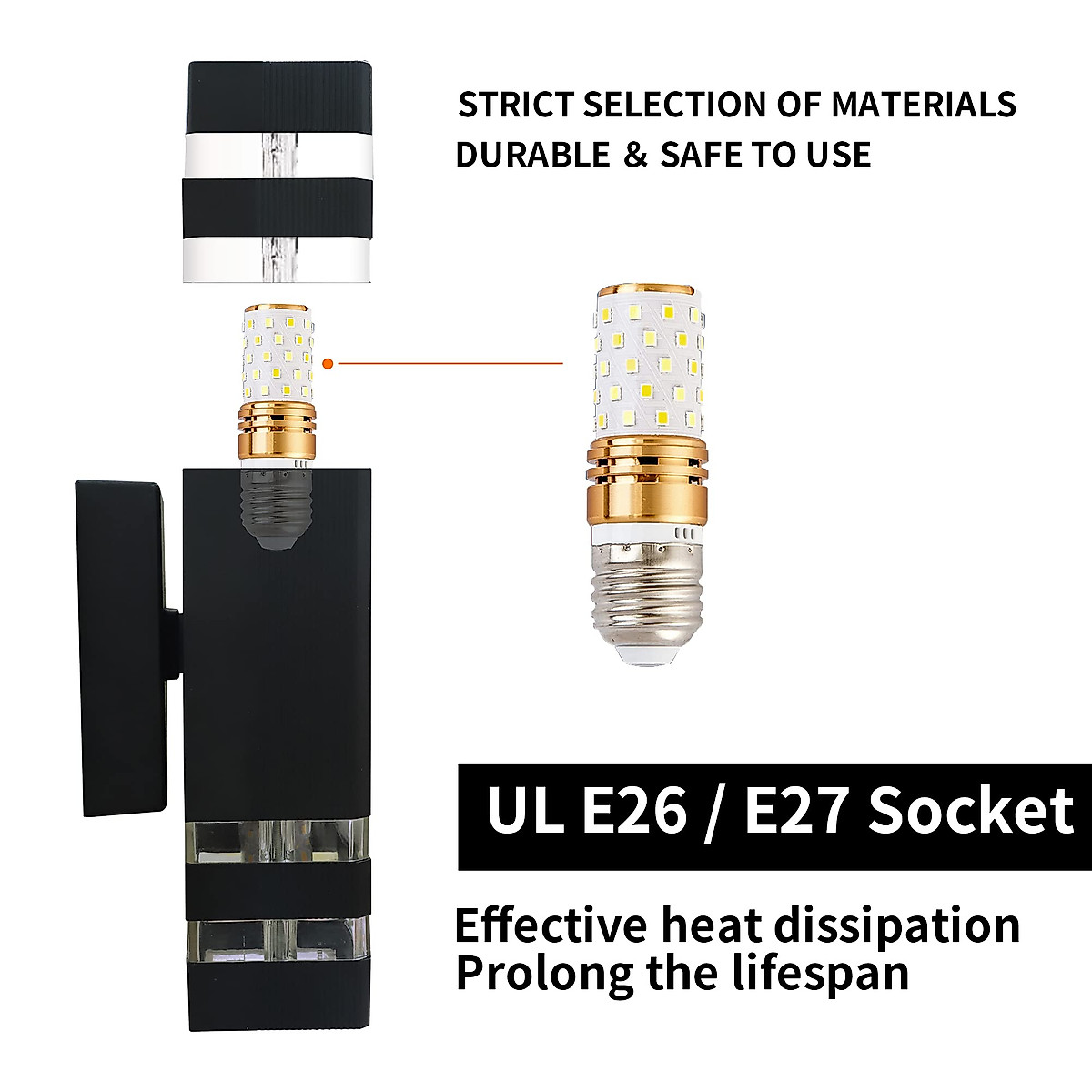 Tenlison 2 Pack Outdoor Wall Light Modern Waterproof Up Down Aluminum Cylinder LED Fixtures Dual Head Lamp With E26E27 Socket AC85-277V for Courtyard Garden Porch Corridor.(Including bulb), 2P
